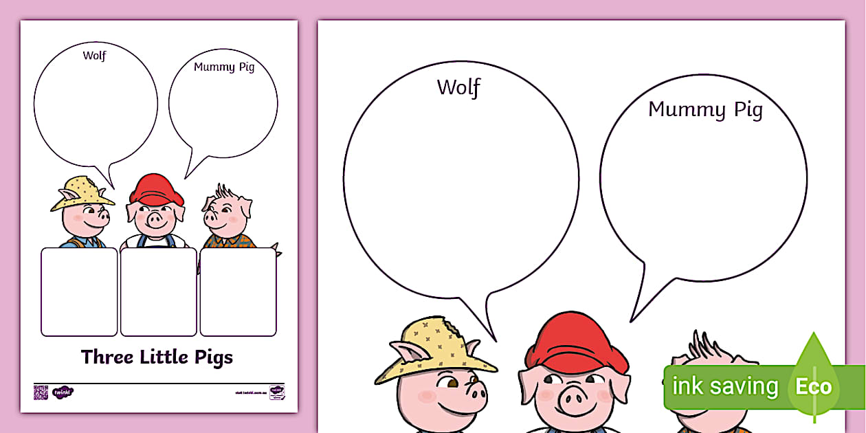 The Three Little Pigs Role on the Wall Worksheets - australia