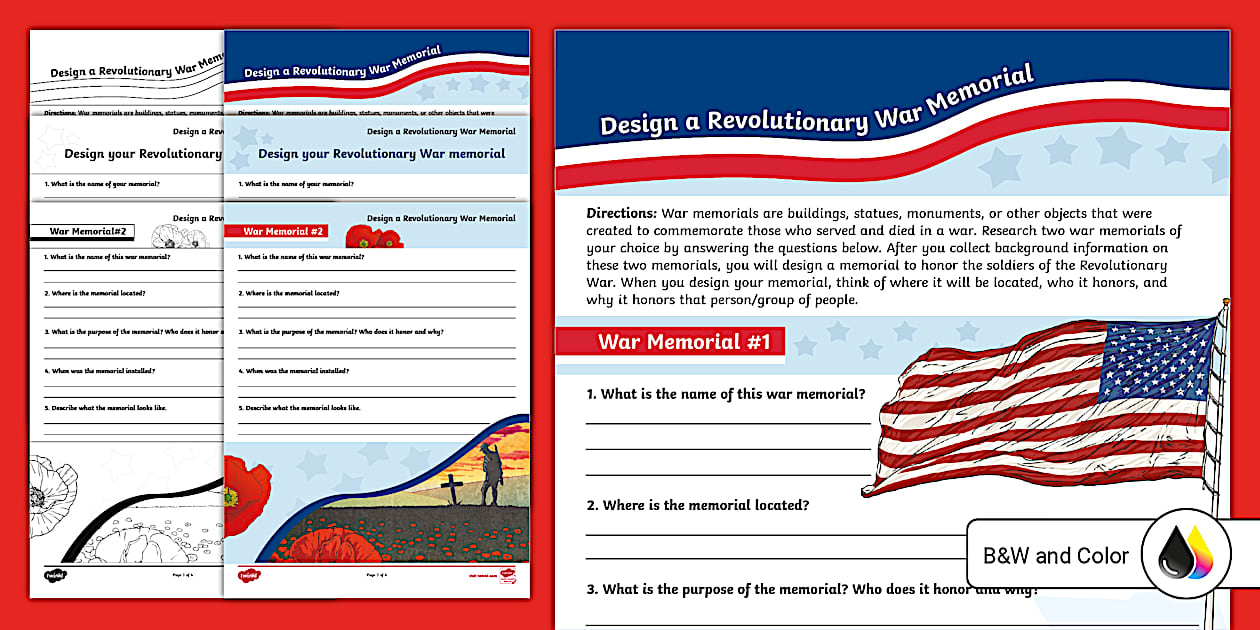 Design a Revolutionary War Memorial Activity for 6th-8th Grade