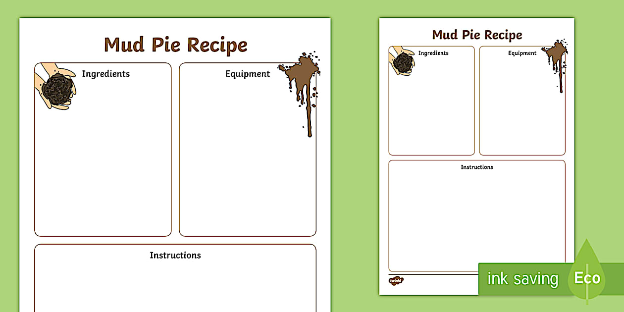 Editable Mud Pie Recipe Role-Play Writing Frame - Twinkl