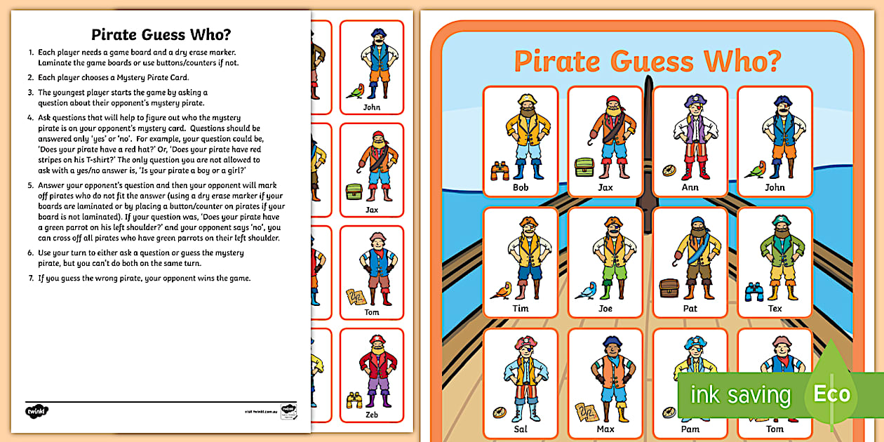 Pirate Guess Who? Activity (teacher made) - Twinkl