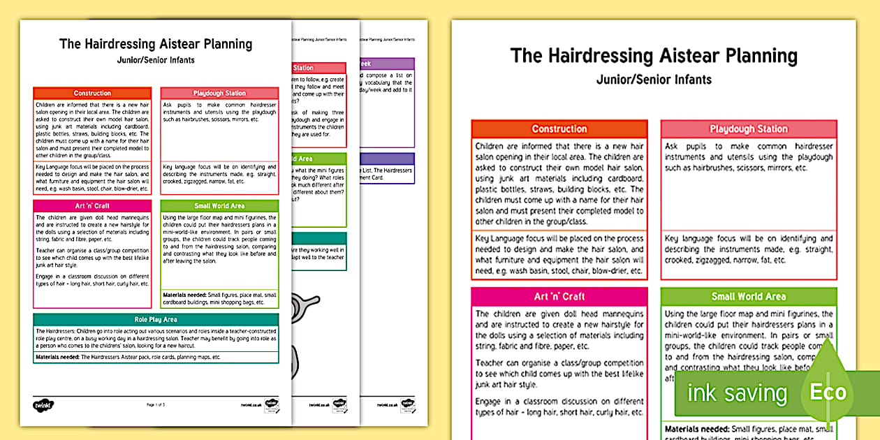 ROI The Hairdressers Aistear Planning Template - Twinkl