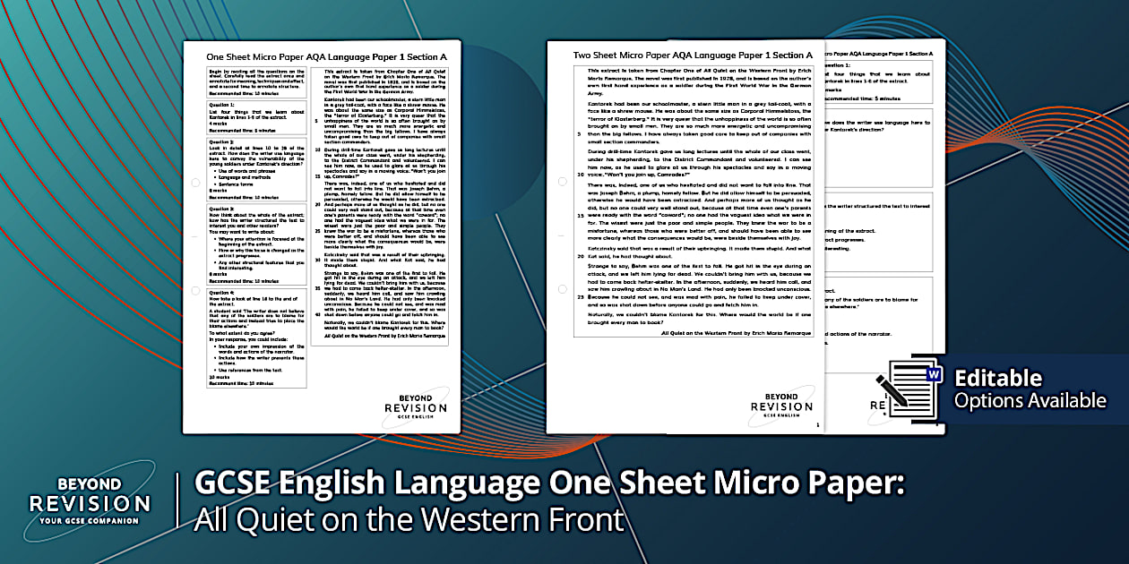 One Sheet Micro Paper | GCSE English Language | Beyond