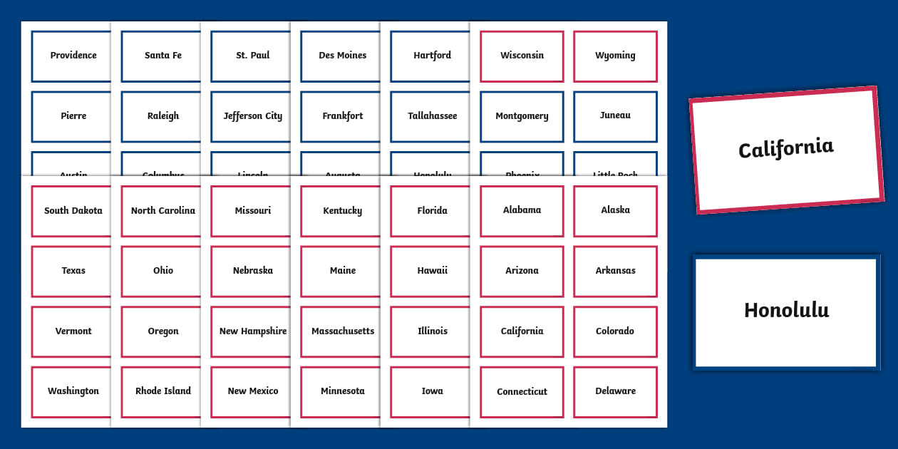 States and Capitals Find Your Partner Game (teacher made)