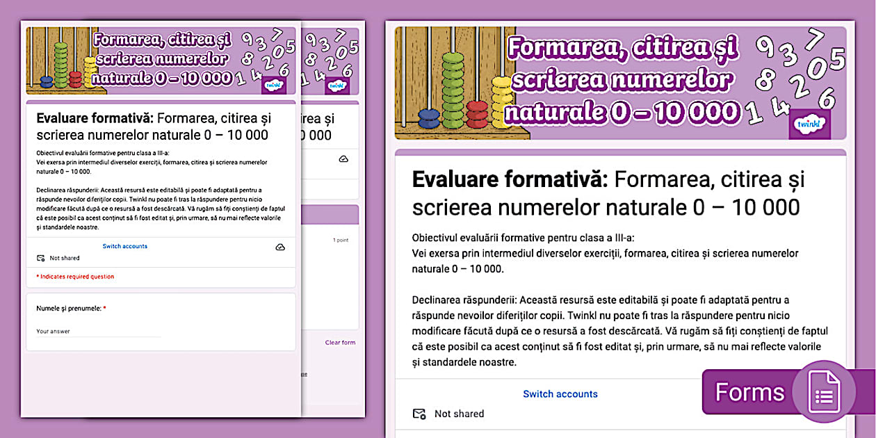 Formarea, citirea, scrierea numerelor 0-10 000 – Evaluare