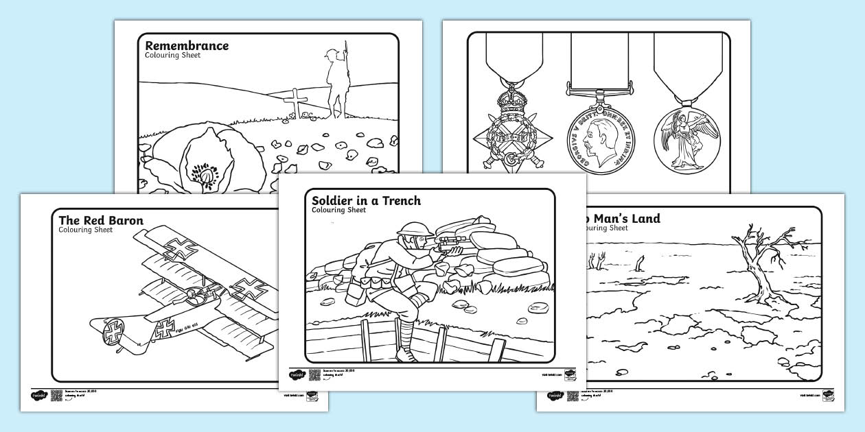 World War One - World War One Colouring Sheet Pack - WWI
