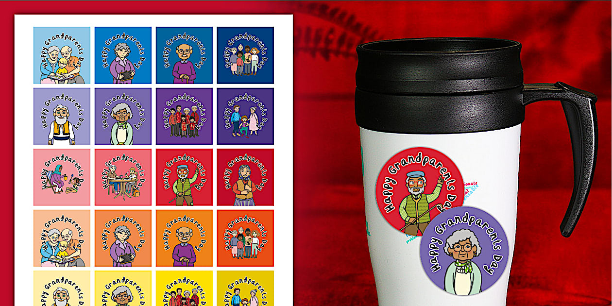 Grandparents Day | Rainbow Colour | 'Happy Grandparents Day' | Stickers