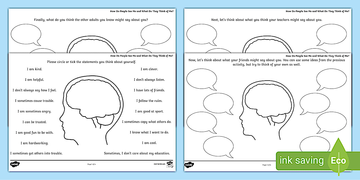 How People See Me Worksheet – Self-Esteem Reflection