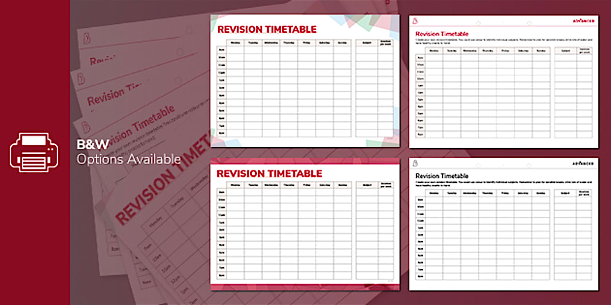 A Level Revision Timetable | Beyond (teacher made) - Twinkl
