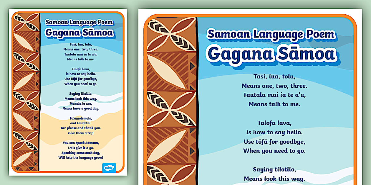 Samoa Poem: English and Samoan Language Poem for Students