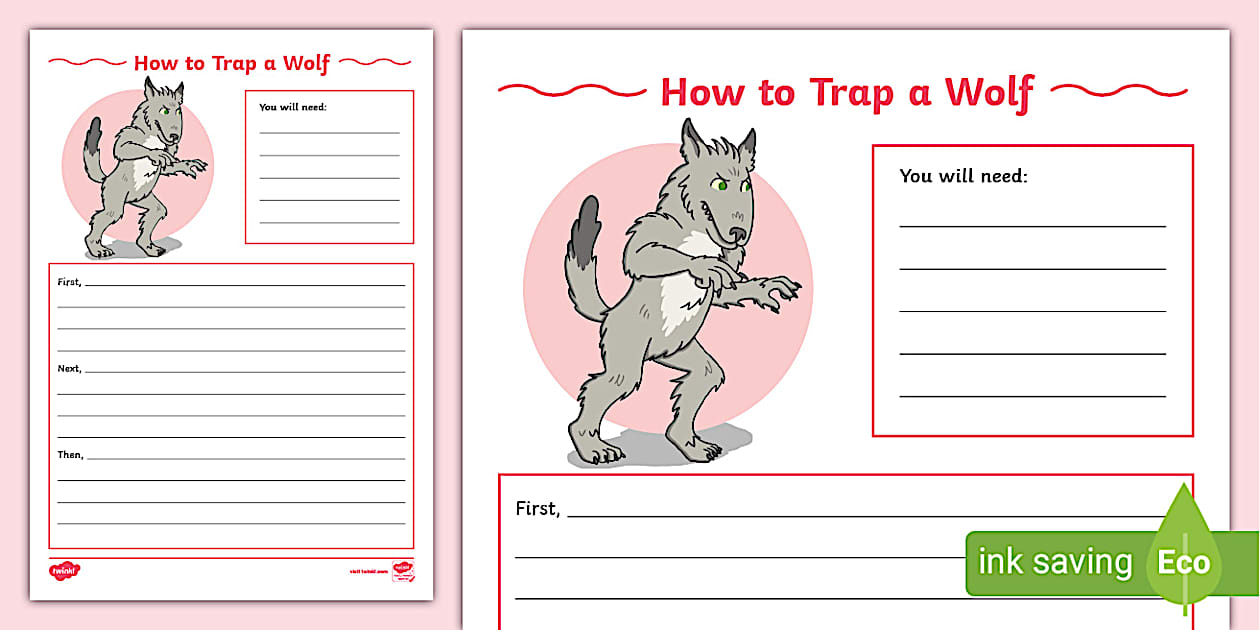 How to Trap a Wolf - Instructions Template - Twinkl