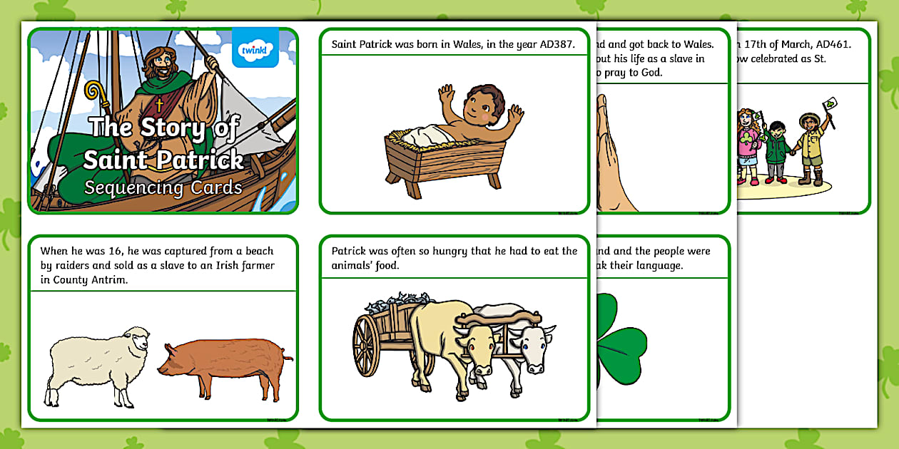 Saint Patrick Story Sequencing Cards (Teacher-Made) - Twinkl