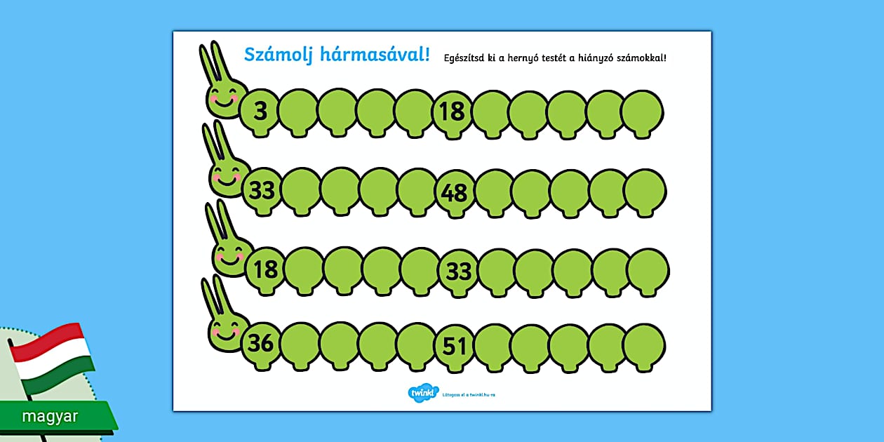 Számolj Hármasával Hernyó - Aranyos Matekgyakorló - Twinkl