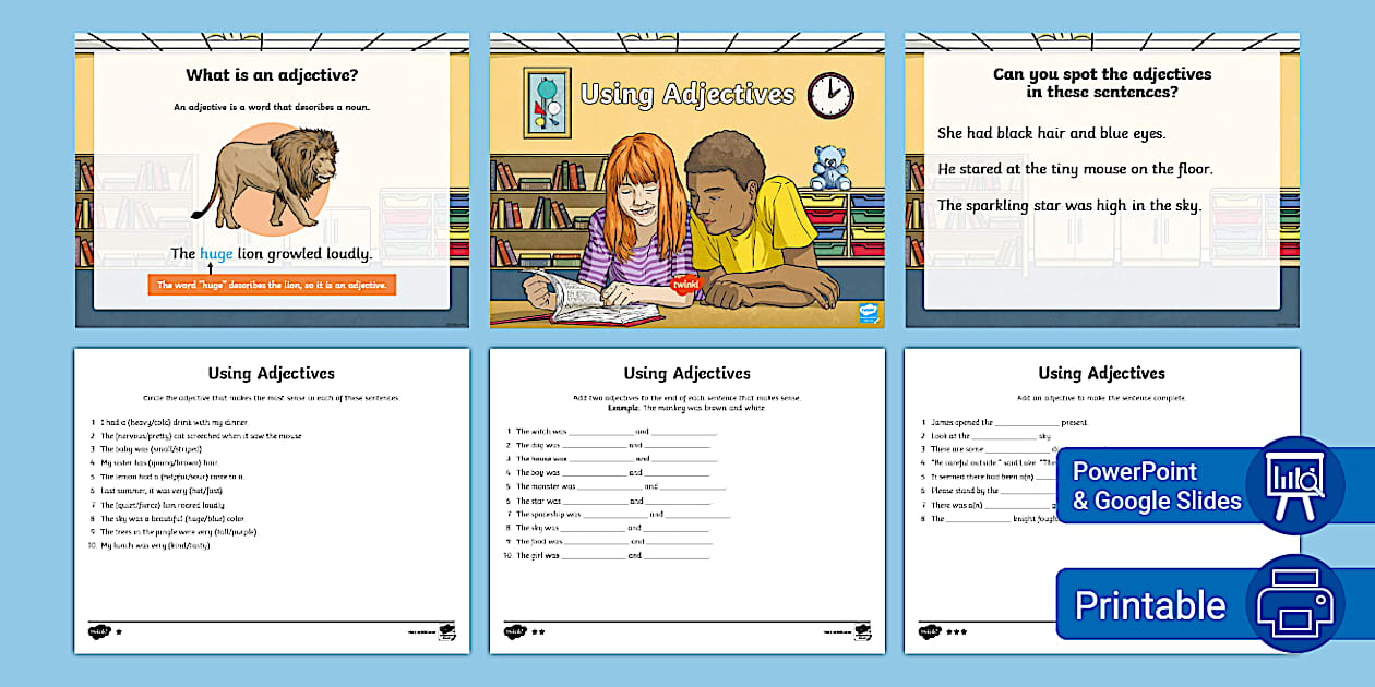 Using Adjectives Lesson Pack for 3rd-5th Grade - Twinkl