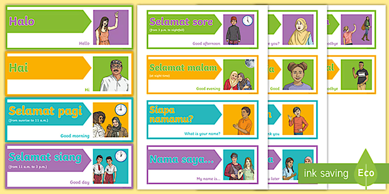 SA Greetings Word Cards Indonesian (teacher made) - Twinkl