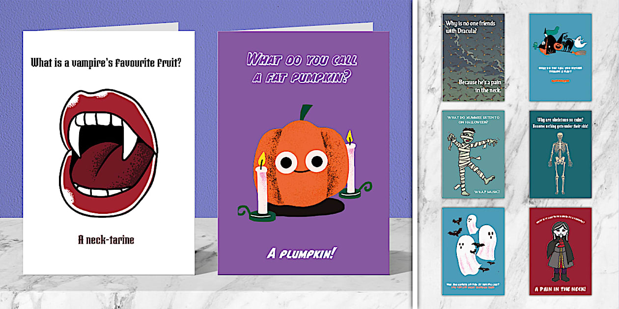 Halloween Joke Cards | Twinkl Party (professor feito)