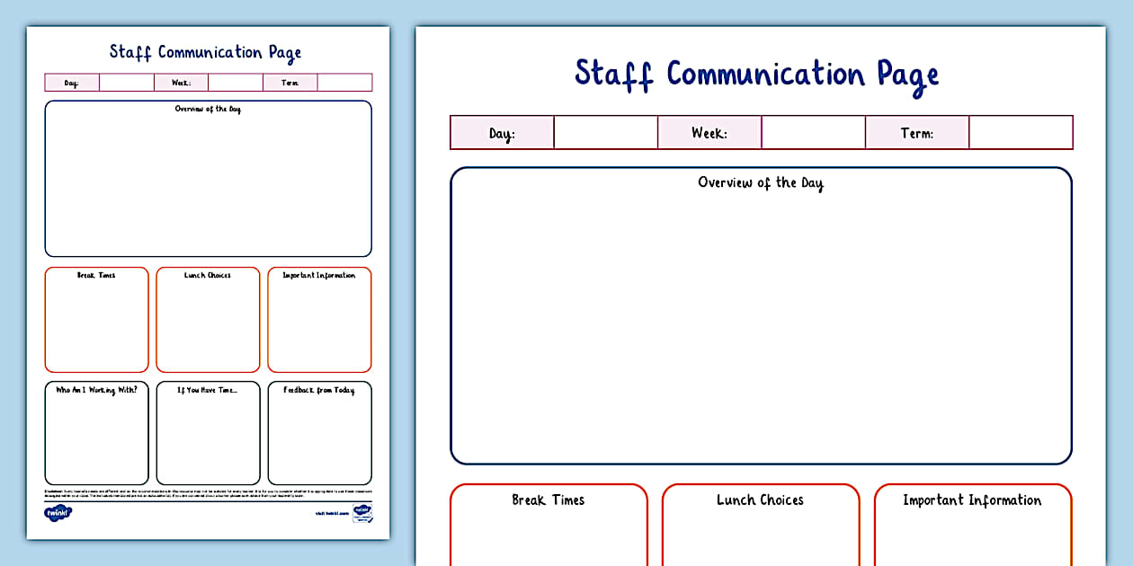 Staff Communication Page (Hecho por educadores) - Twinkl