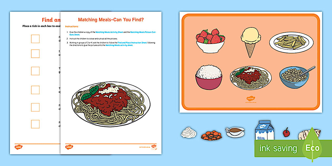 TAS Matching Meals - Can you Find...? Activity - Twinkl