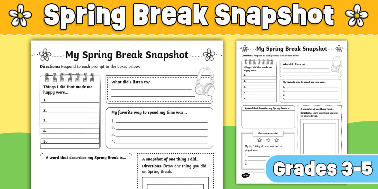 My Spring Break Snapshot for 3rd-5th Grade