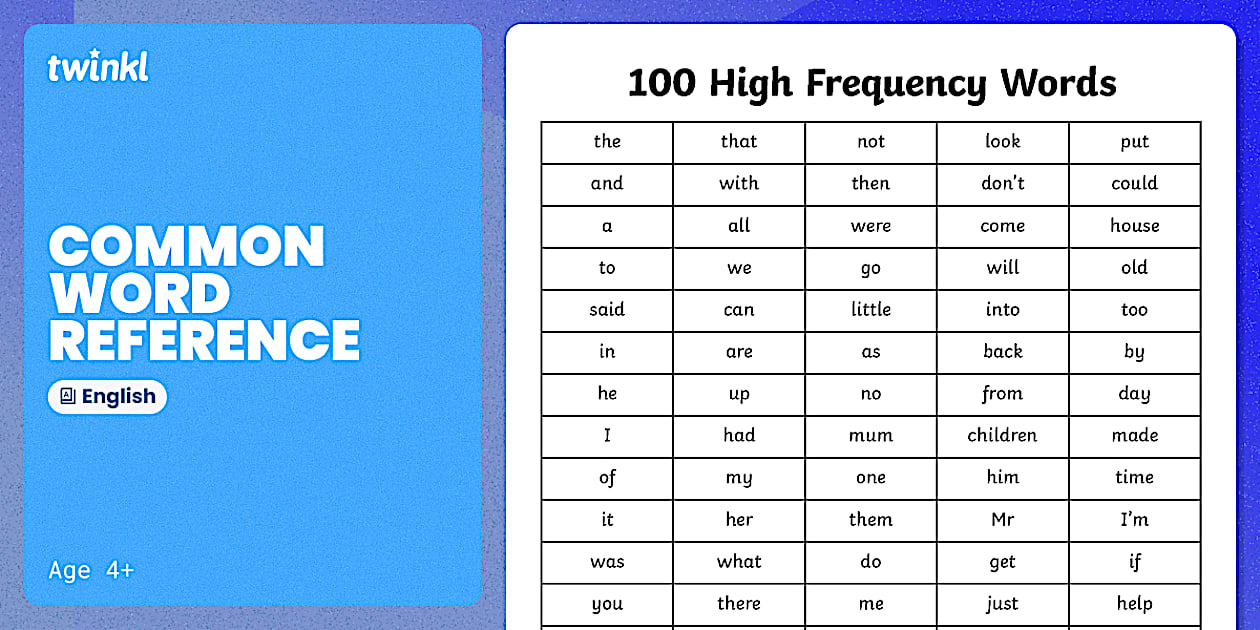 High Frequency Words Sheet - Primary Resources