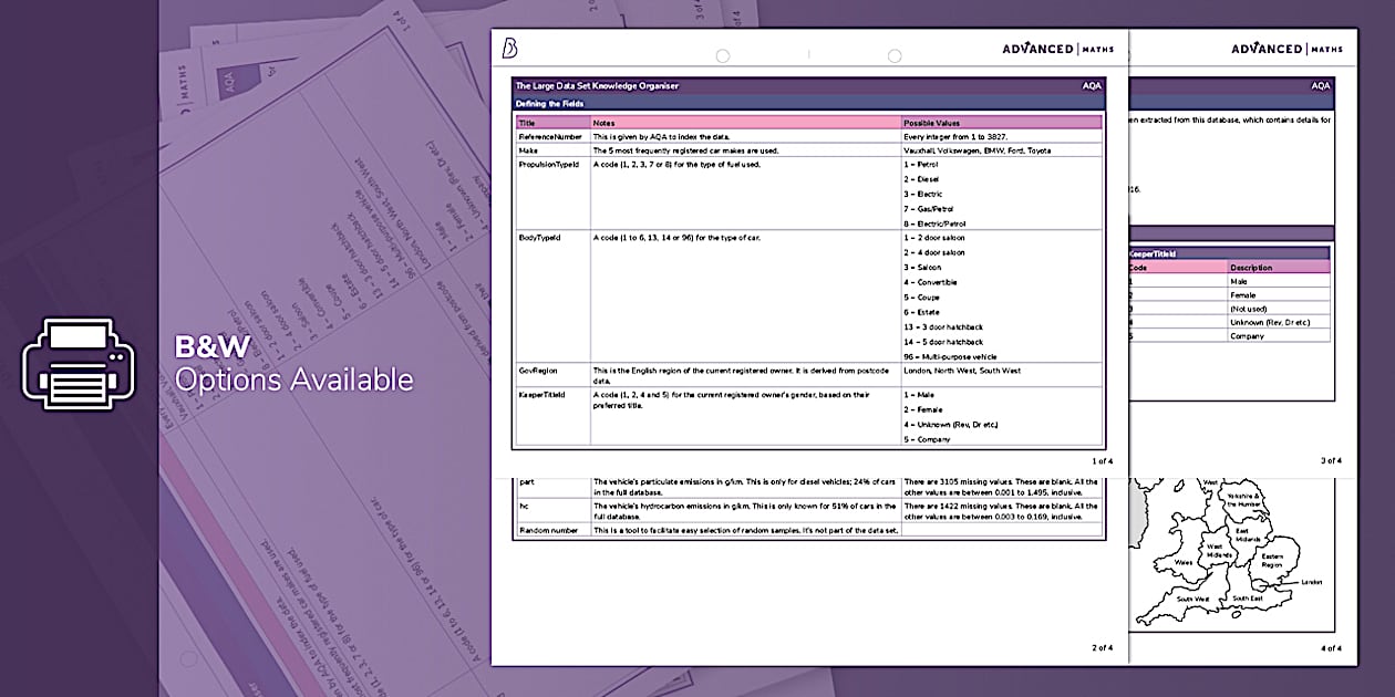 👉 The AQA Large Data Set – Knowledge Organiser - Twinkl