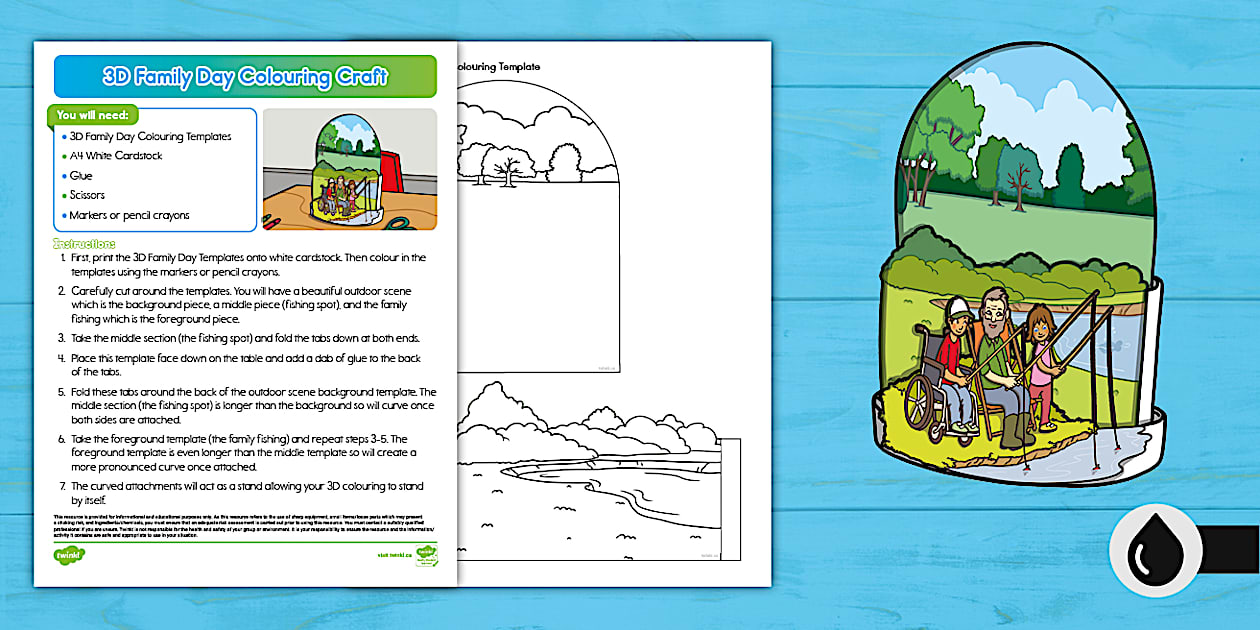 3D Family Day Colouring Craft (teacher made) - Twinkl