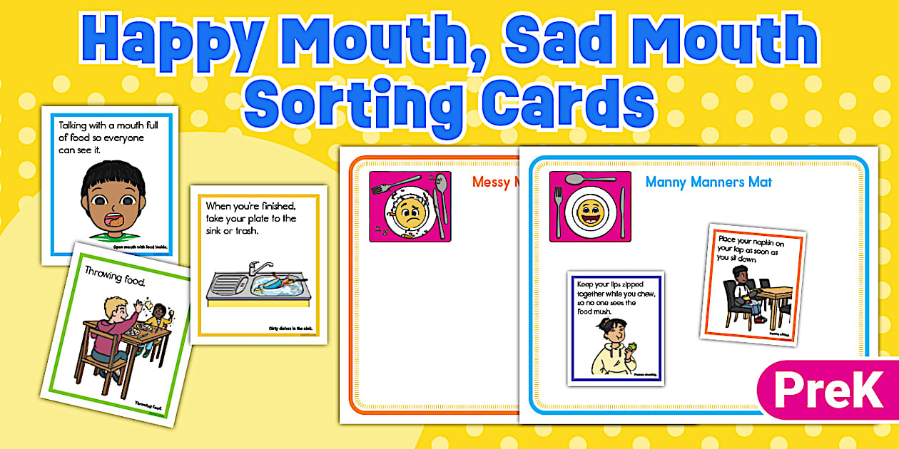 Prekindergarten Happy Mouth, Sad Mouth Sorting Cards