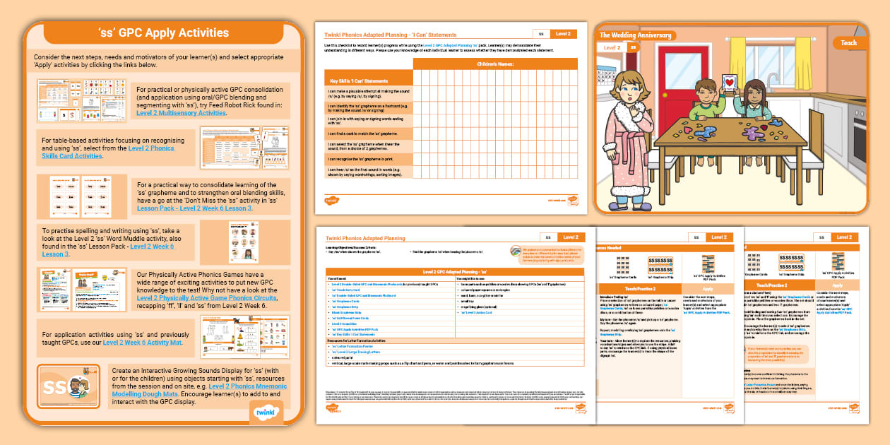 Level 2 Twinkl Phonics Adapted Planning 'ss' Pack
