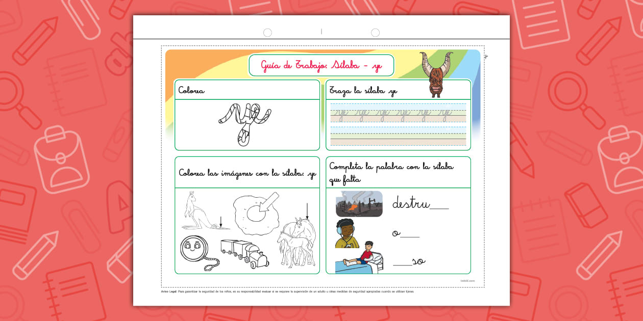 Guía de Trabajo: Sílaba - ye (teacher made) - Twinkl