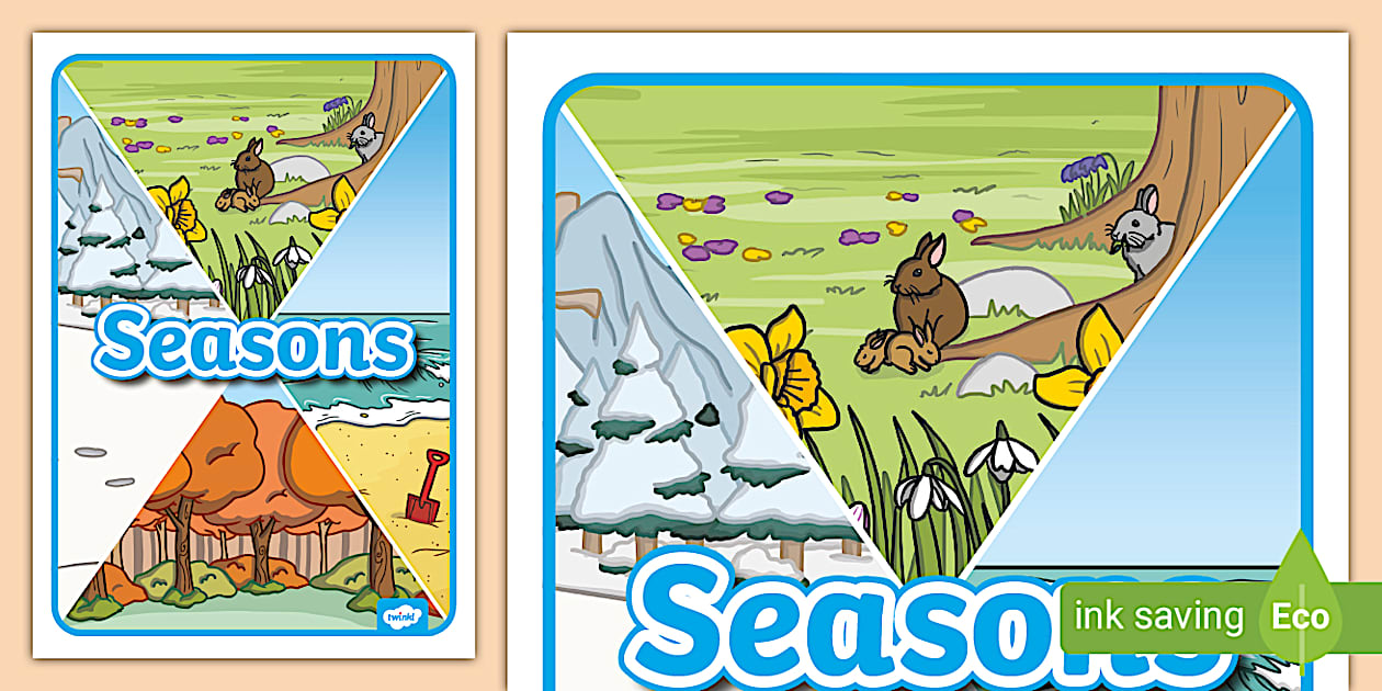 Seasons Topic Book Cover, Seasons, Autumn, Summer, Winter