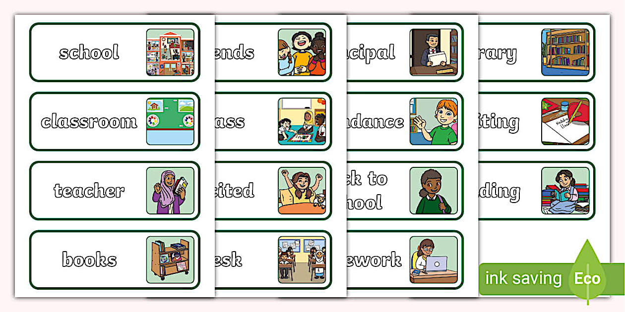Back to School Flashcards (1st and 2nd Class) (teacher made)