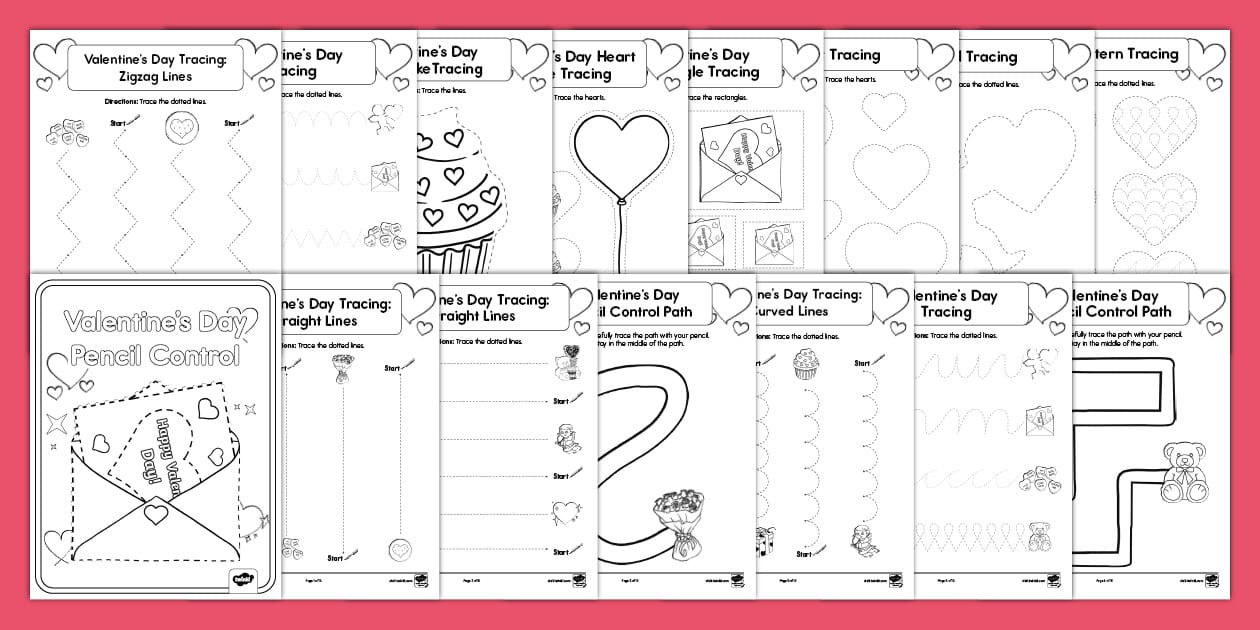 Valentine's Day Pencil Control Activity Booklet - Twinkl