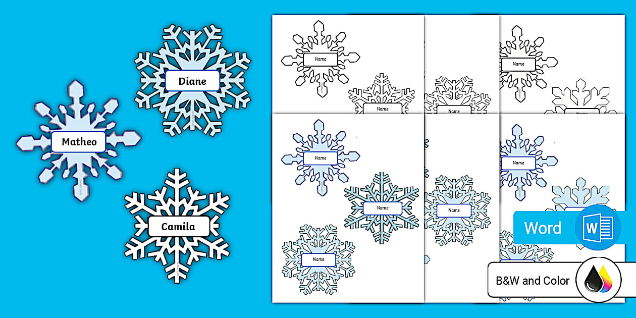 Editable Snowflake Name Labels (Teacher-Made) - Twinkl