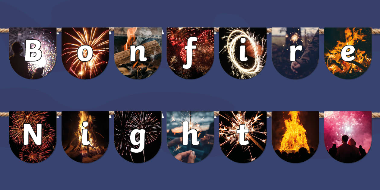 Bonfire Night Photo Display Bunting (teacher made) - Twinkl