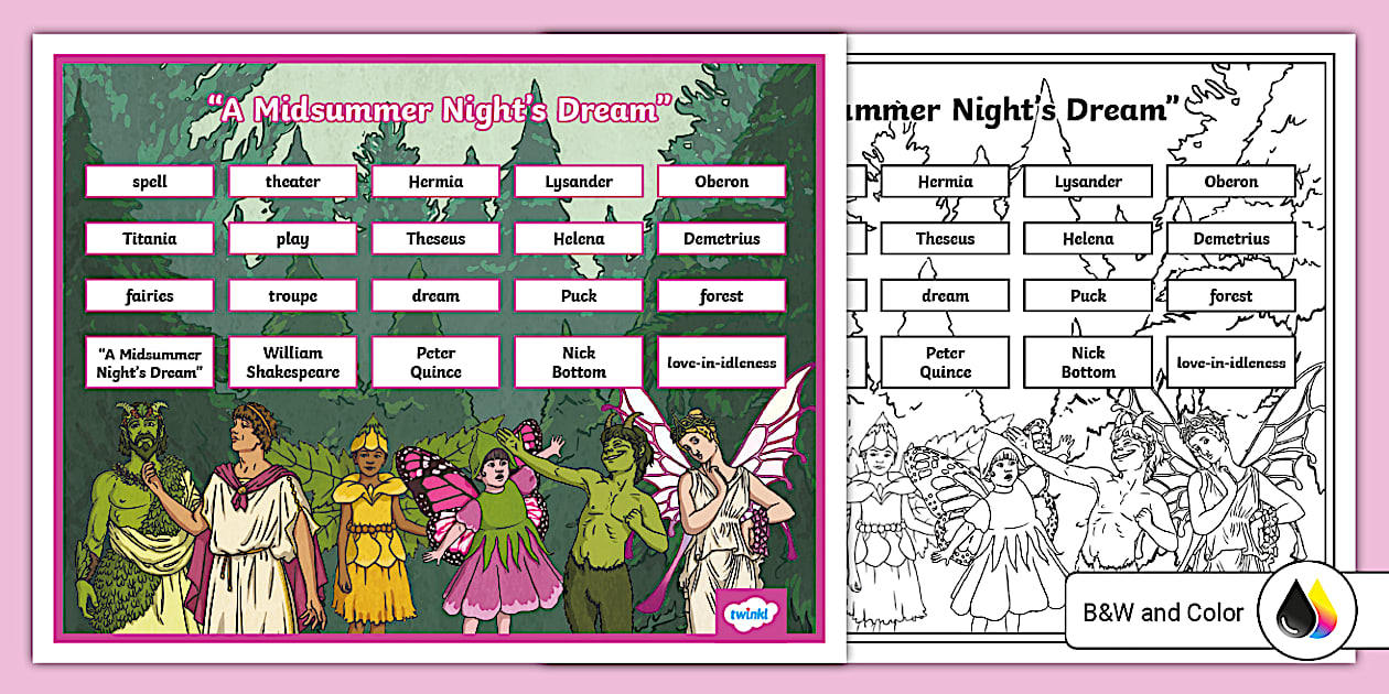 A Midsummer Night's Dream Vocabulary Mat (teacher made)
