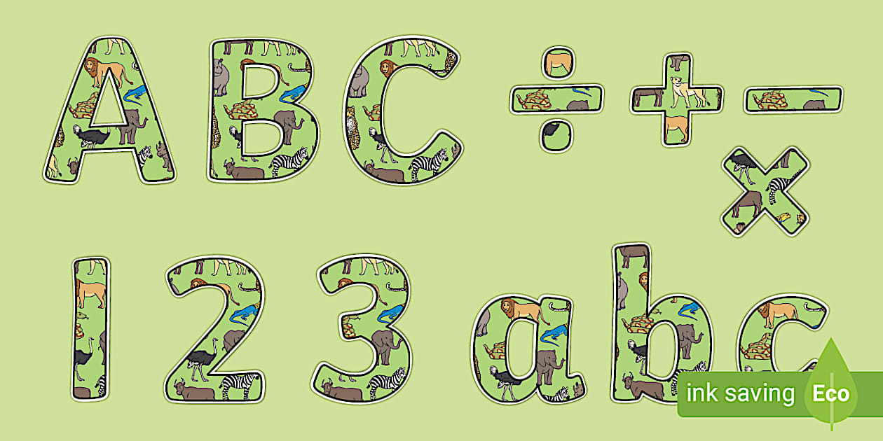 Cursive Safari Themed A4 Display Lettering (teacher made)