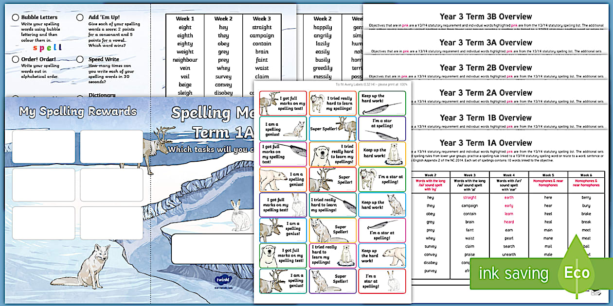 Year 3 Polar Regions Themed Spelling Menu Pack