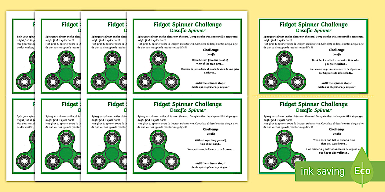 Fidget Spinner Thinking Skills Challenge Cards English/Spanish