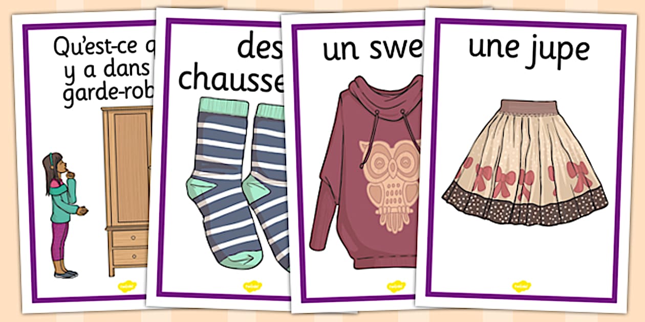 French Clothes 1 Display Posters (teacher made) - Twinkl