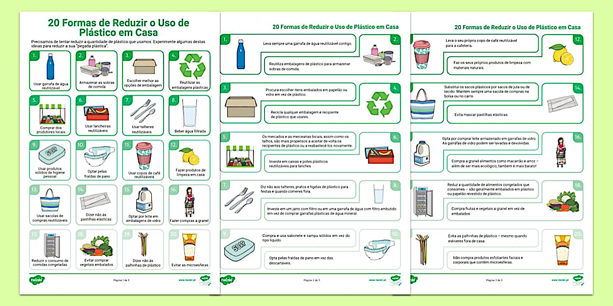 20 Formas de Reduzir o Uso de Plástico em Casa - Checklist