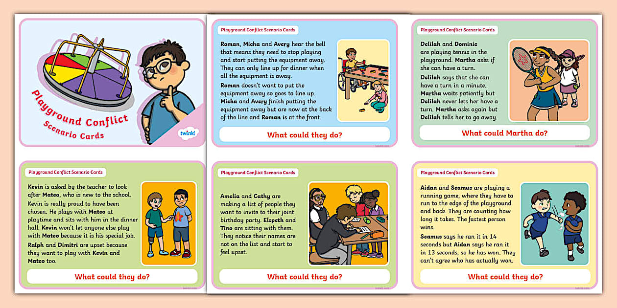 Playground Conflict Scenario Cards (teacher made) - Twinkl