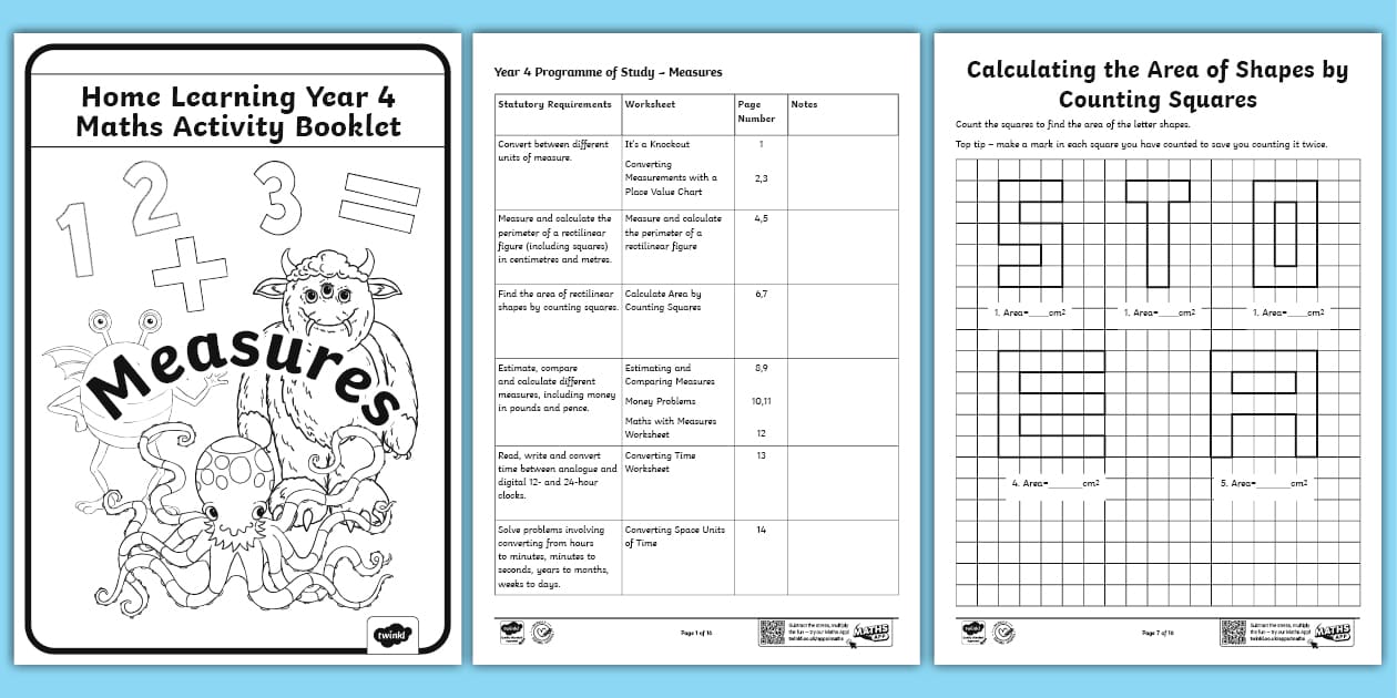 Year 4 Maths Measurement Activity Booklet - Home Learning