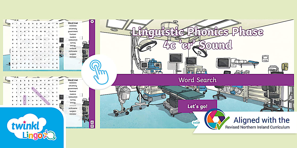 Linguistic Phonics Phase 4c ‘er’ Sound Interactive Word Search