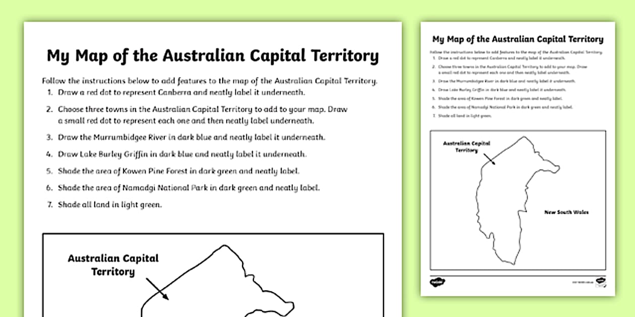 My Map of the Australian Capital Territory Worksheet / Worksheet