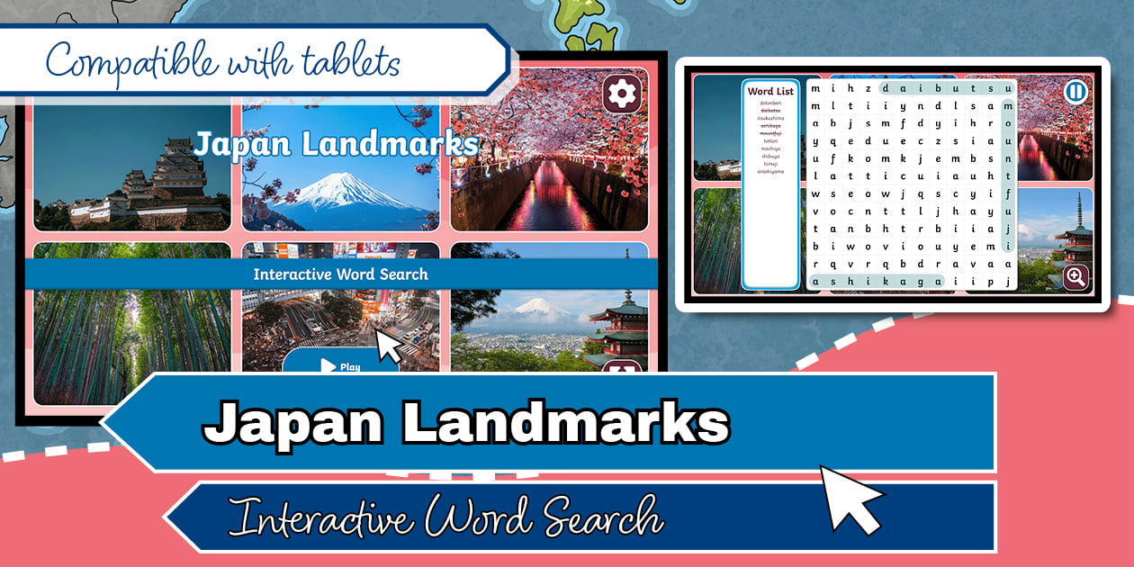 Japan Landmarks Interactive Word Search