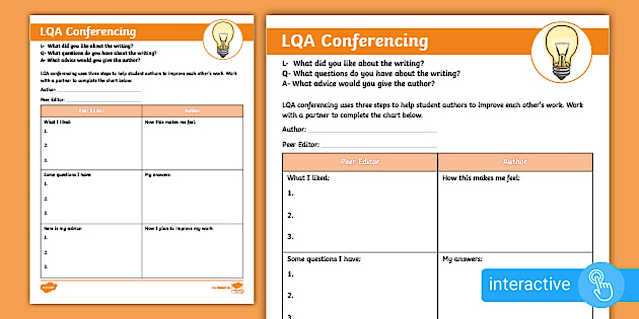 Peer Editing Worksheet: LQA Conferencing - Grades 4-7