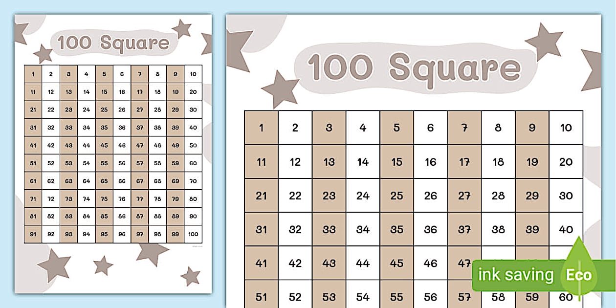 Neutral 100 Square Poster - (teacher made) - Twinkl
