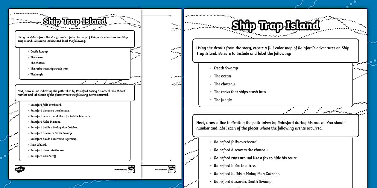 Seventh Grade The Most Dangerous Game Ship Trap Island