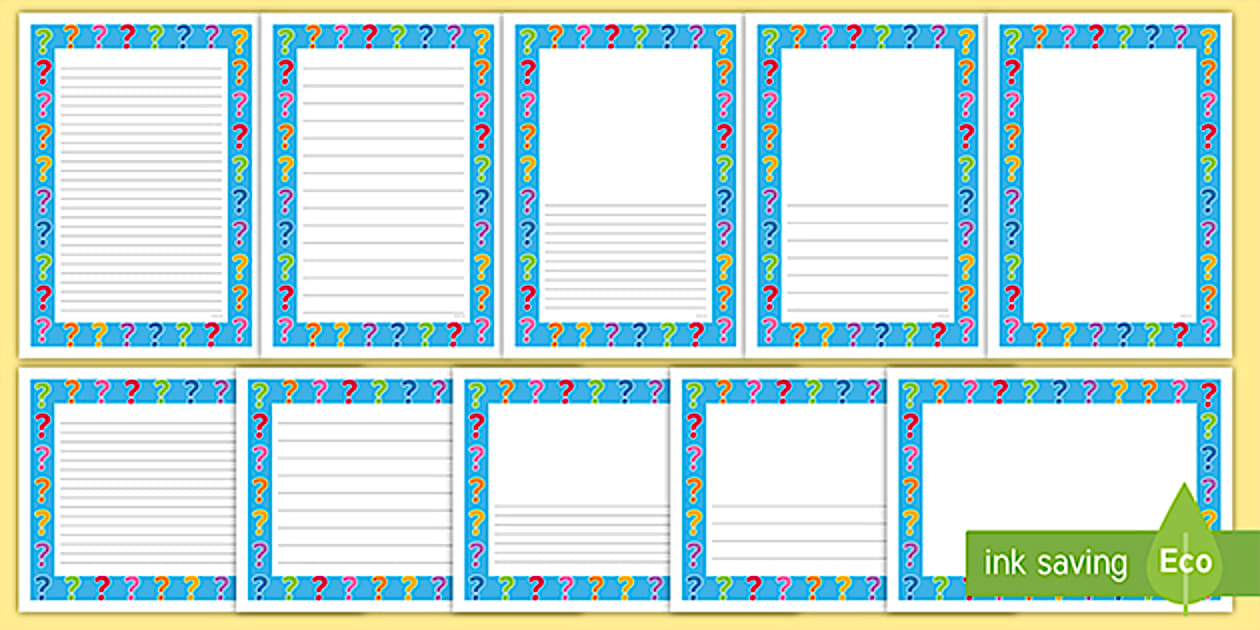 Editable Question Mark Themed Page Borders (teacher made)
