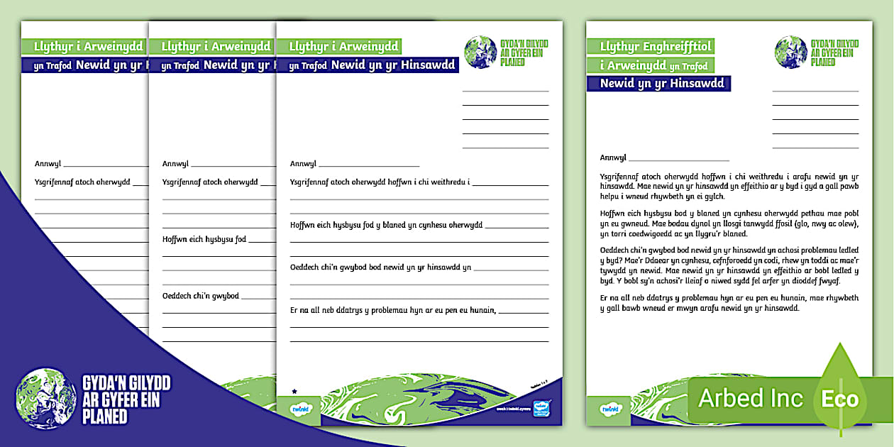 FREE! - Templed Llythyr Newid yn yr Hinsawdd i Arweinwyr CC2