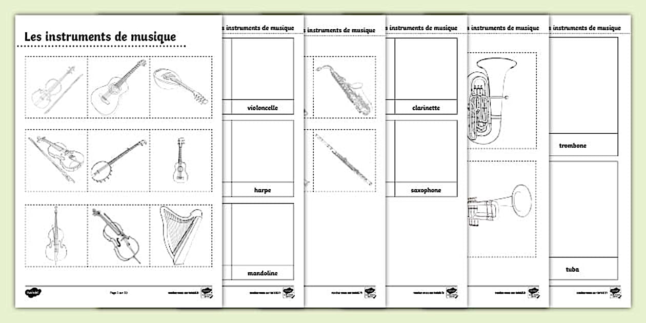 Les instruments de musique - activité de collage